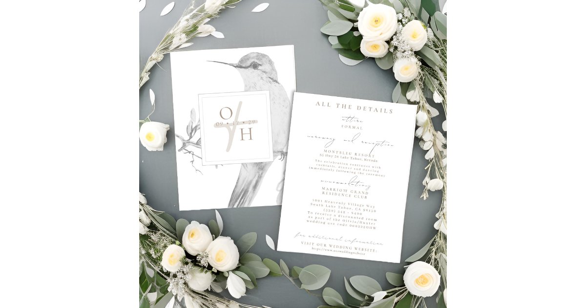 Hummingbird Wedding Details Enclosure Cards | Zazzle