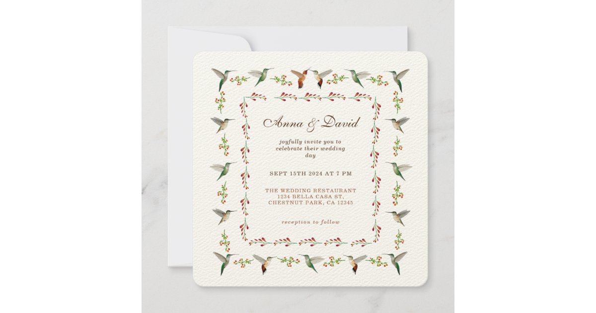 Hummingbird Wedding Invitation | Zazzle