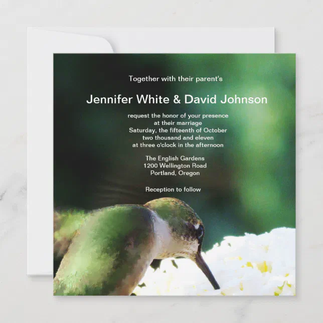 Hummingbird Wedding Invitation | Zazzle