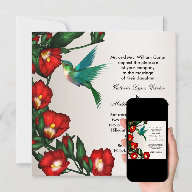 Hummingbird Wedding Invitations | Zazzle
