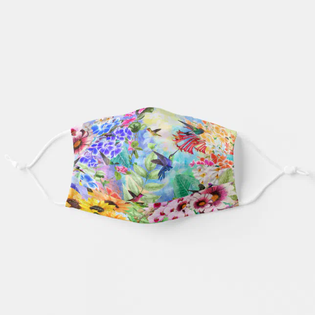 Hummingbirds and Flowers Adult Cloth Face Mask | Zazzle