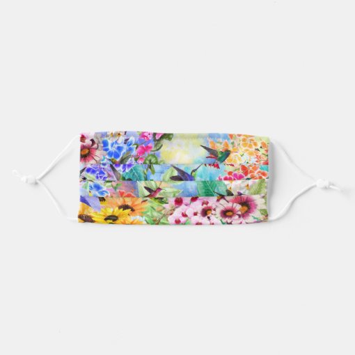 Hummingbirds and Flowers Adult Cloth Face Mask | Zazzle
