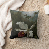 Hummingbirds and White Orchid by Martin J. Heade Throw Pillow | Zazzle