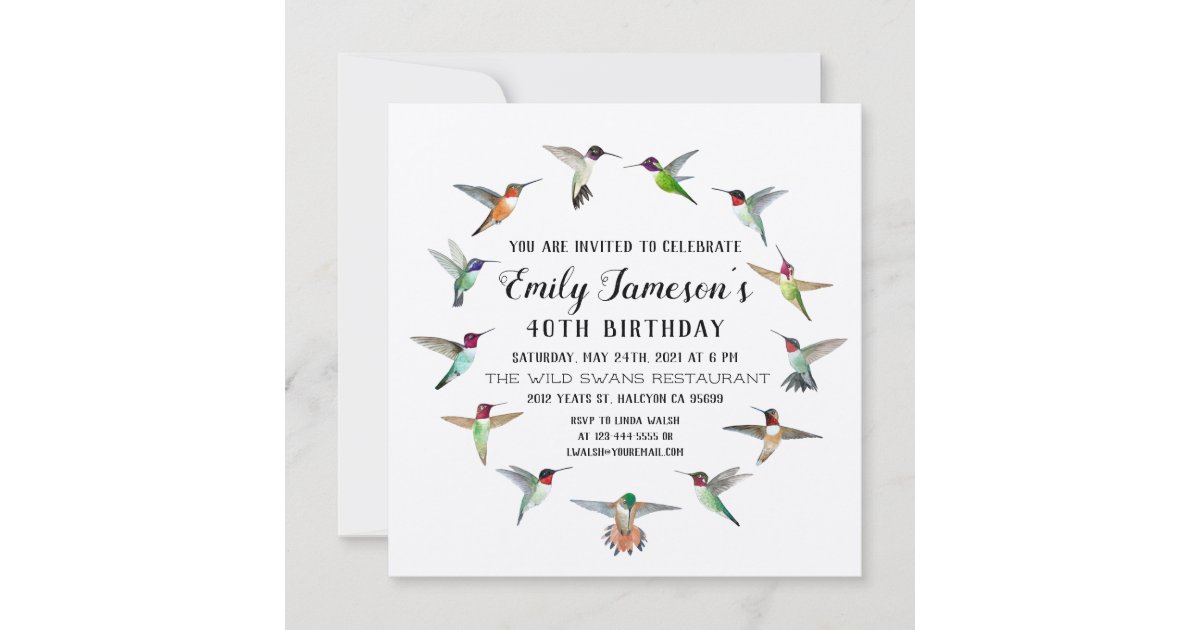 Hummingbirds Birthday Invitation | Zazzle