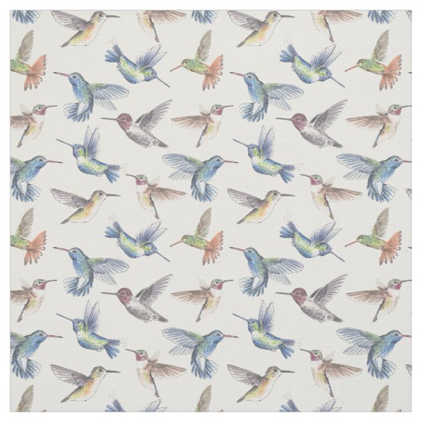 Watercolor Hummingbirds Fabric | Zazzle