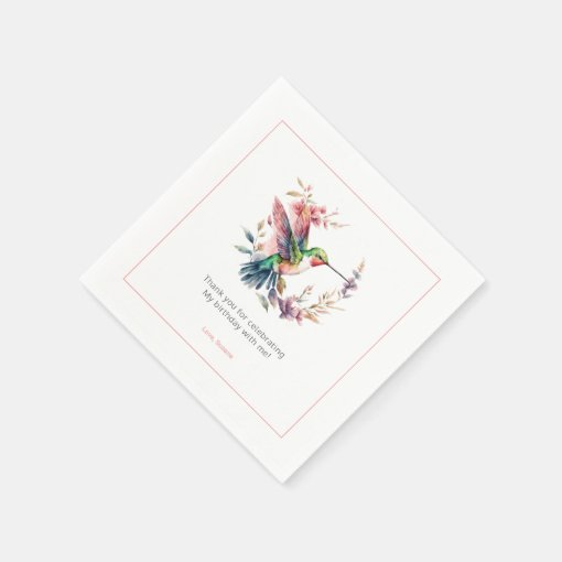 Hummingbirds Floral Wreath Bithday Party Napkins | Zazzle
