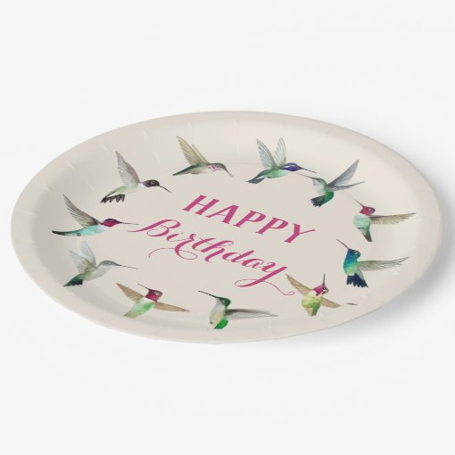 Hummingbirds Happy Birthday Paper Plates | Zazzle