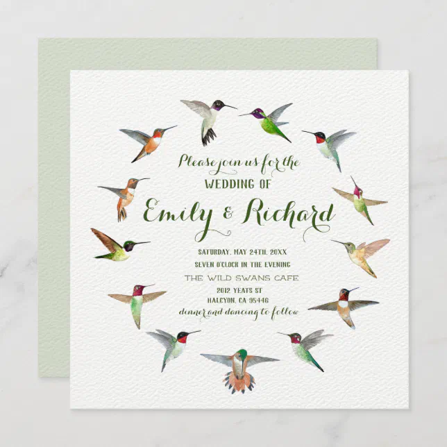 Hummingbirds Wedding Invitation | Zazzle