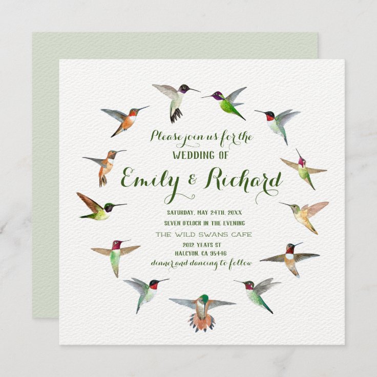 Hummingbirds Wedding Invitation | Zazzle