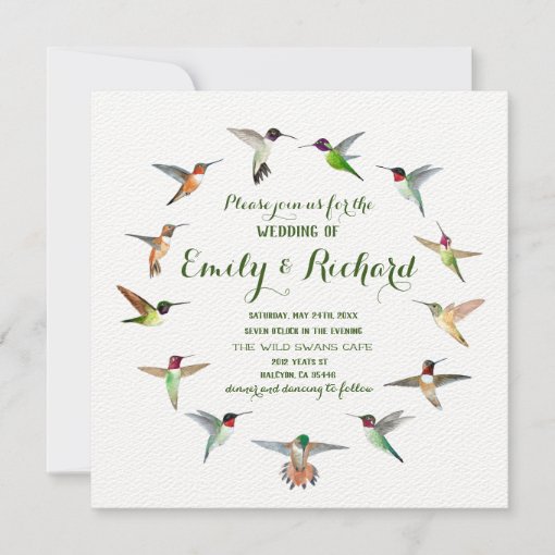 Hummingbirds Wedding Invitation | Zazzle