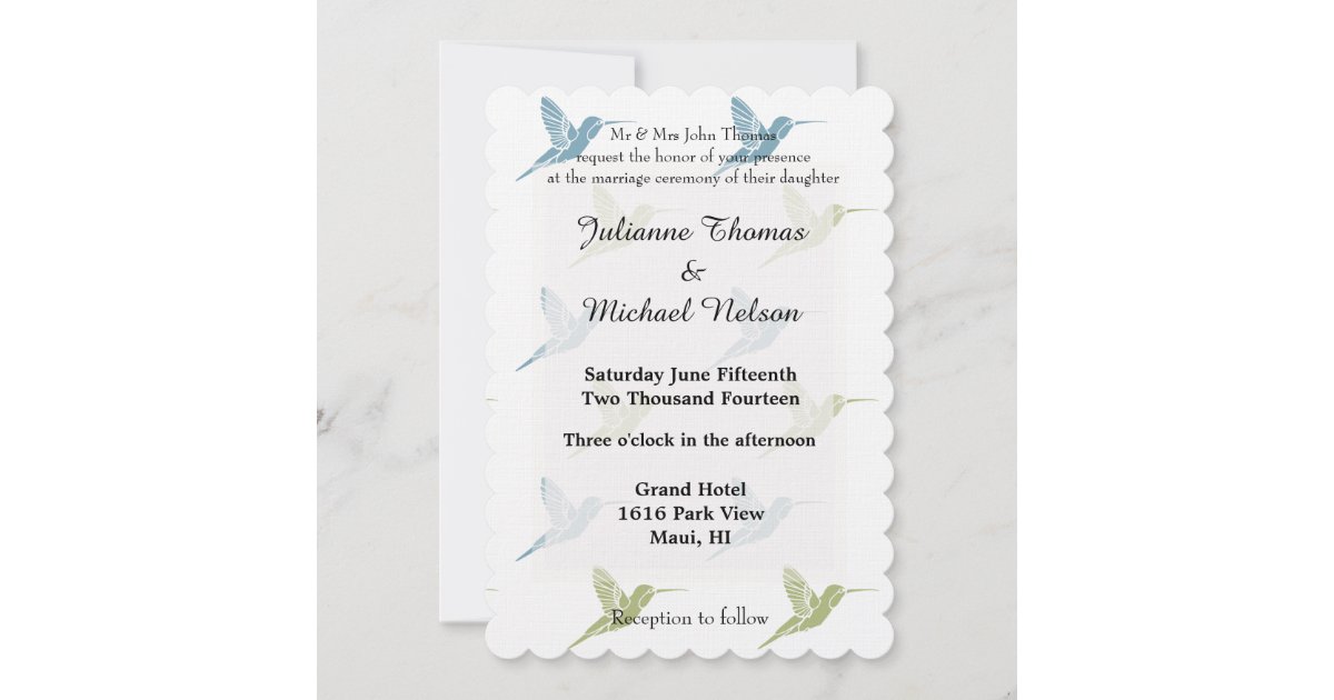 Hummingbirds Wedding Invitation | Zazzle