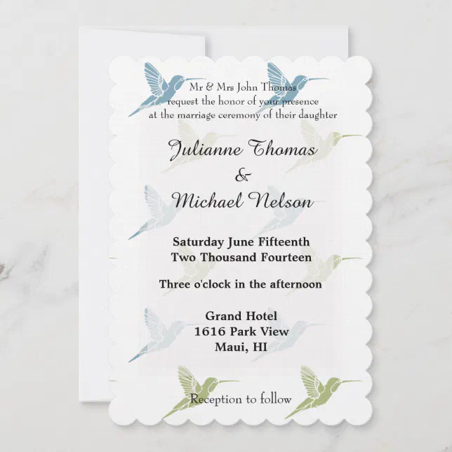 Hummingbirds Wedding Invitation | Zazzle