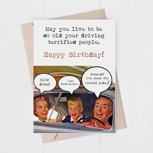 Humor Adult Dad Driving Birthday Greeting Card | Zazzle
