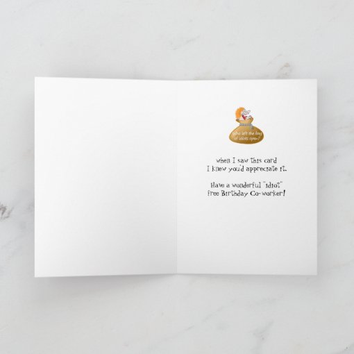 Humor Idiot Free Birthday For Your Co Worker Card Zazzle
