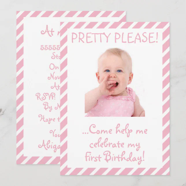 Humorous Baby Girl First Birthday Party Invitation | Zazzle