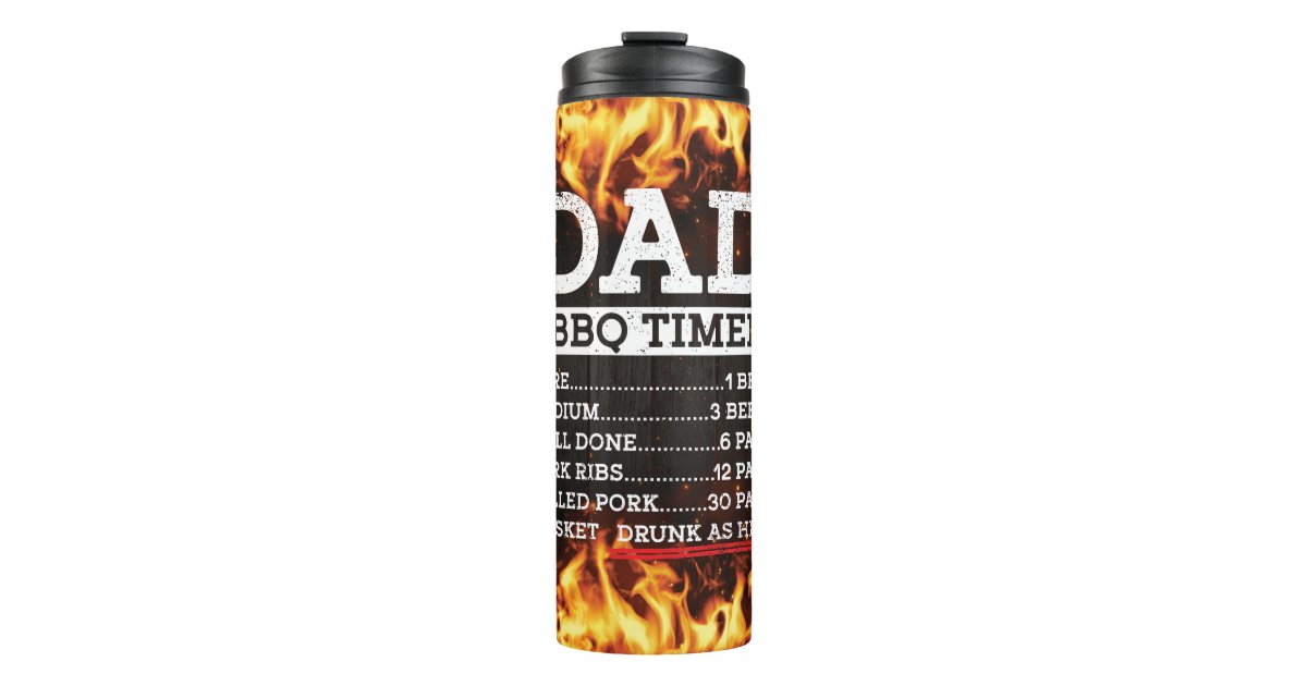 Humorous BBQ Timer Sign With Fiery Background Thermal Tumbler | Zazzle