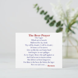 Humorous Beer T-shirts & Gifts, The Beer Prayer! Postcard | Zazzle