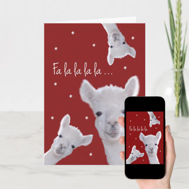 Humorous Christmas Carol Card, Llamas & Snowflakes Holiday Card | Zazzle