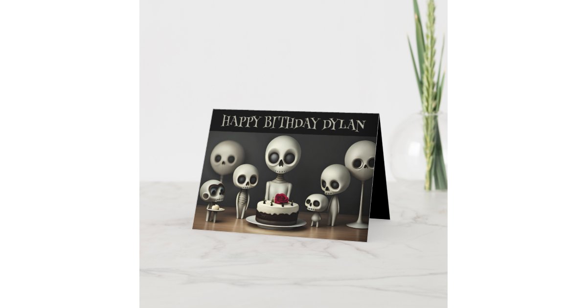humorous cute skeleton birthday card whimsical | Zazzle
