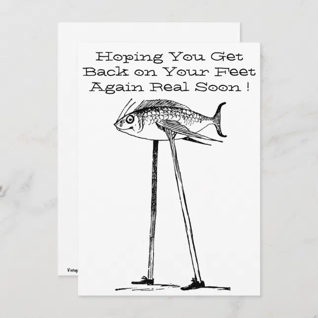 Humorous Fish on Stilts with Shoes Get Well Card | Zazzle
