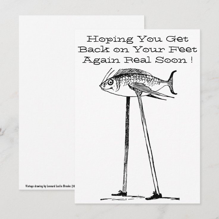 Humorous Fish on Stilts with Shoes Get Well Card | Zazzle