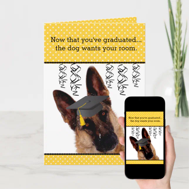 Humorous Graduation Card with German Shepherd | Zazzle