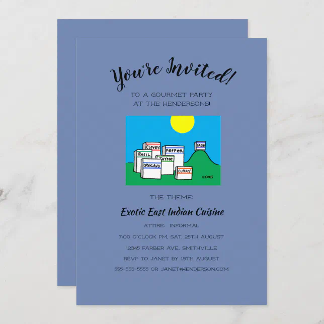 Humorous Lunch or Dinner Gourmet Party Cartoon Invitation | Zazzle