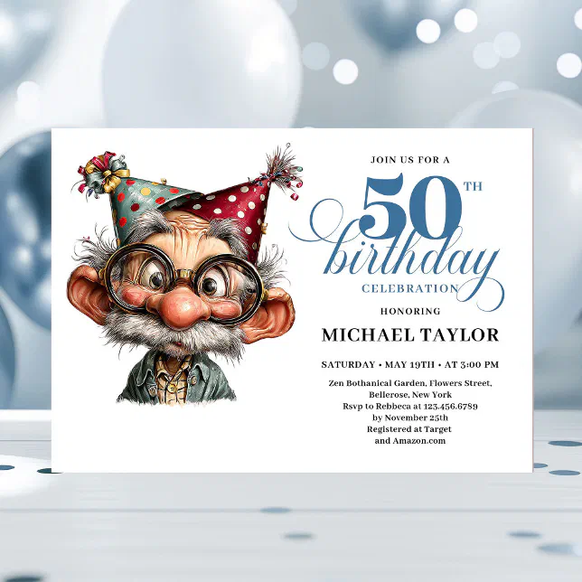 Humorous Man Turning 50 Birthday Celebration Invitation | Zazzle