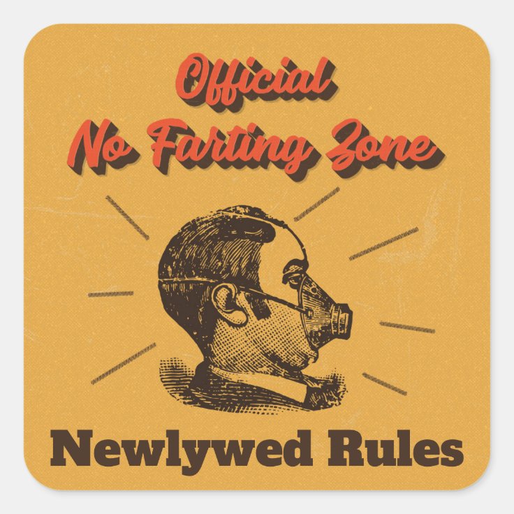 Humorous No Farting Zone Vintage Yellow Square Sticker | Zazzle