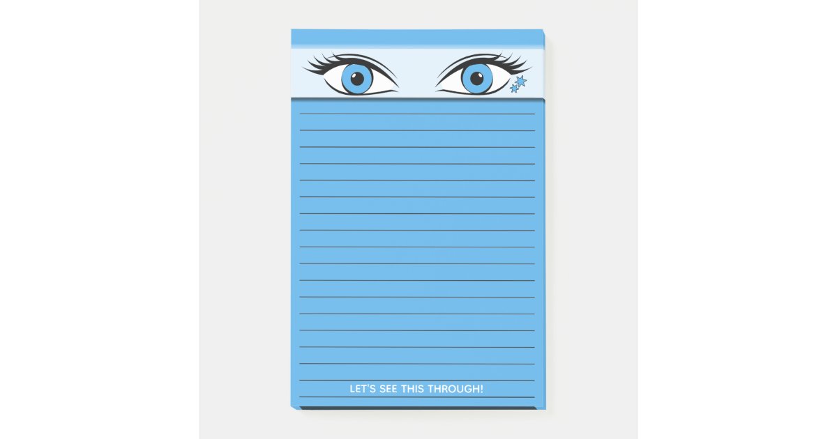 Humorous Steely Blue Eyes Staring Atop Lined Post-it Notes | Zazzle