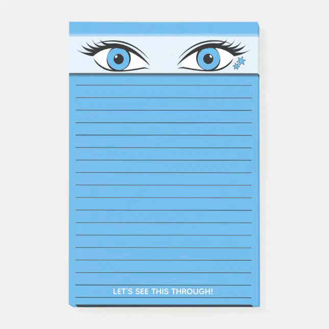 Humorous Steely Blue Eyes Staring Atop Lined Post-it Notes | Zazzle