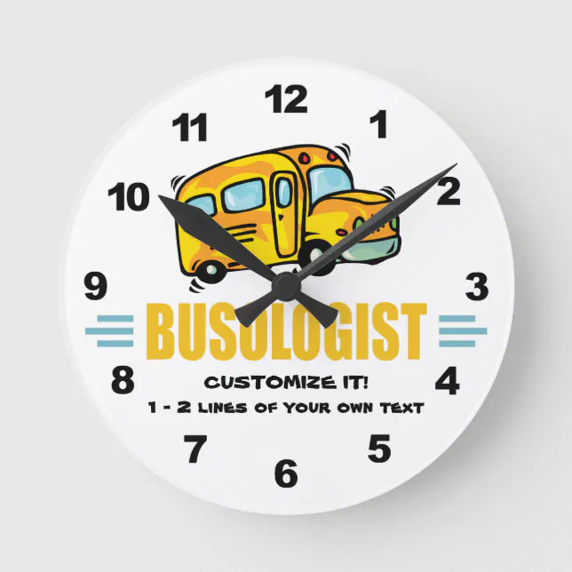 Humorous Yellow School Bus Driver Funny Round Clock | Zazzle