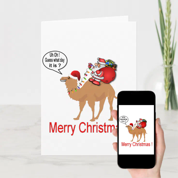 Hump Day Camel Christmas with Santa Holiday Card | Zazzle