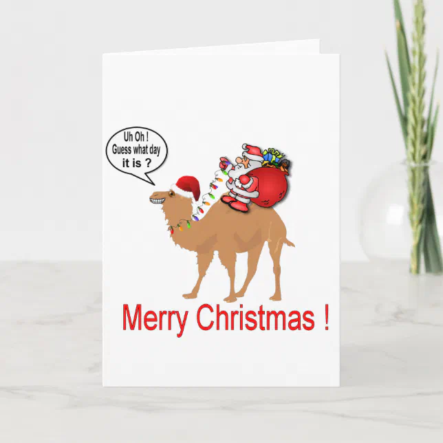 Hump Day Camel Christmas with Santa Holiday Card | Zazzle