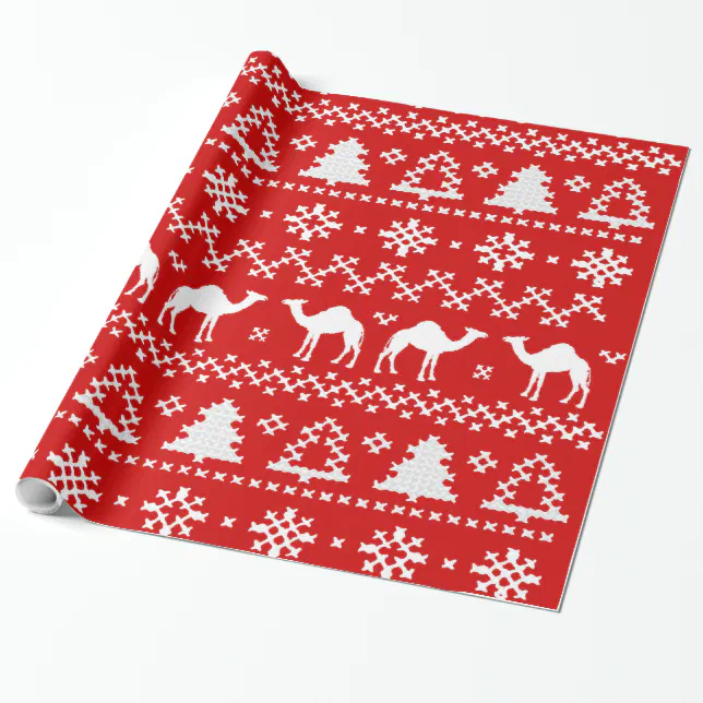 Hump Day Camel Ugly Christmas Sweater Wrapping Paper | Zazzle