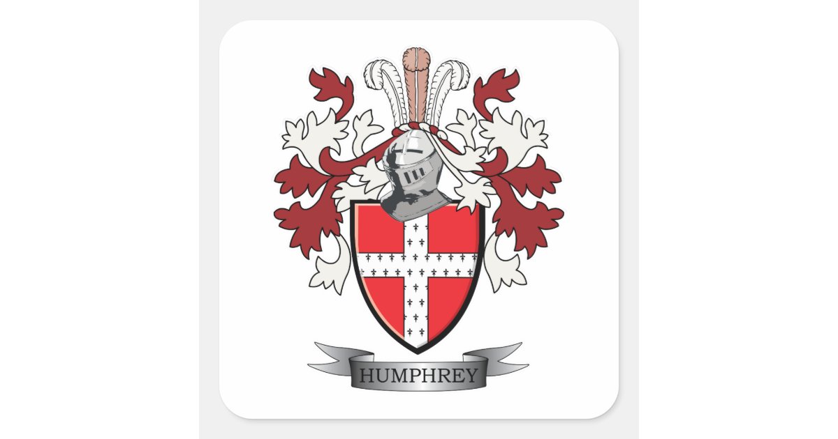 Humphrey Family Crest Coat of Arms Square Sticker | Zazzle