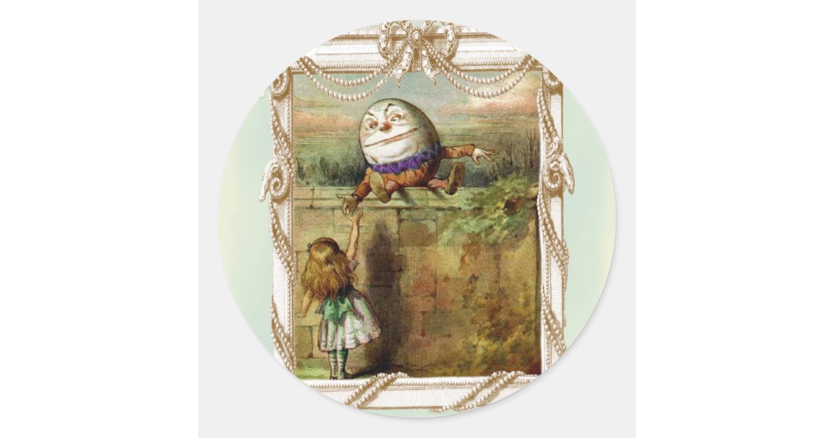 Humpty Dumpty and Alice Classic Round Sticker | Zazzle