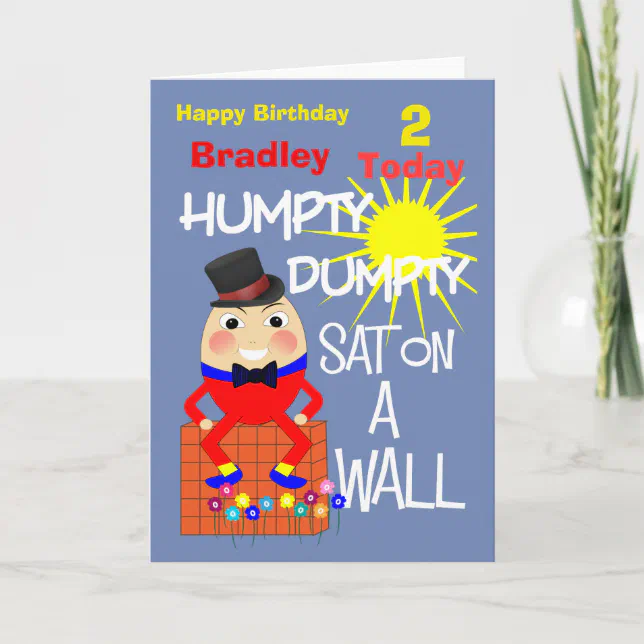 Humpty Dumpty Cute Personalized Kids Birthday Card | Zazzle