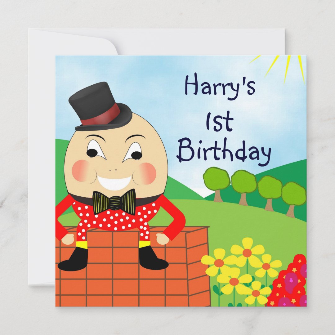 Humpty Dumpty kids Cute Birthday Party Invitation | Zazzle