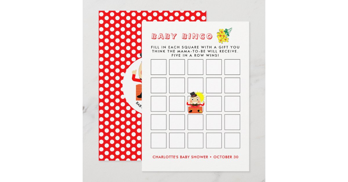 Humpty Dumpty Nursery Rhyme Cute Baby Shower Bingo Invitation | Zazzle