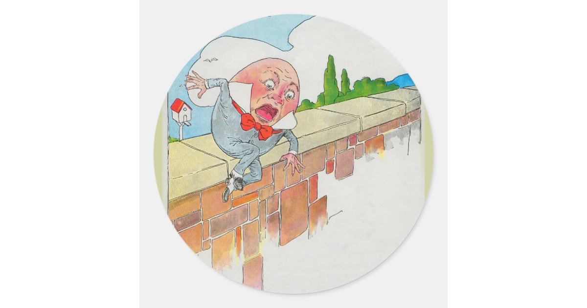 Humpty Dumpty sat on a wall Classic Round Sticker | Zazzle