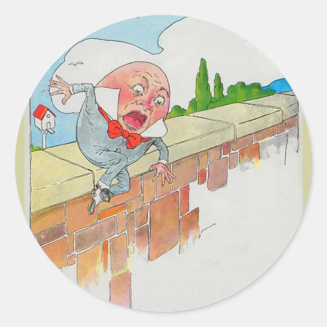 Humpty Dumpty sat on a wall Classic Round Sticker | Zazzle