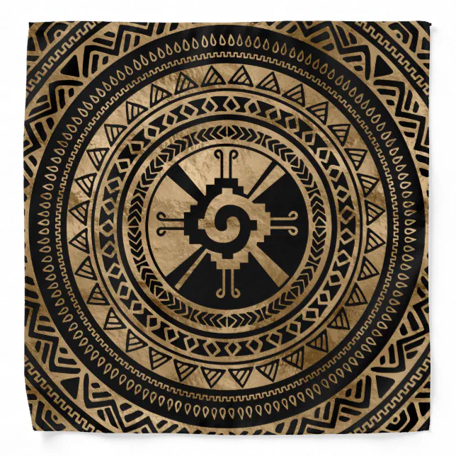 Hunab Ku Mayan symbol black and gold Bandana | Zazzle