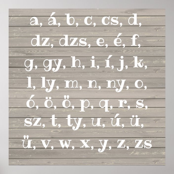 Hungarian alphabet in wood look poster | Zazzle.com