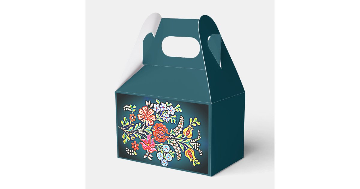 Hungarian Floral Pattern Favor Boxes | Zazzle