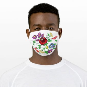 Hungarian folk art motifs floral motifs adult cloth face mask | Zazzle