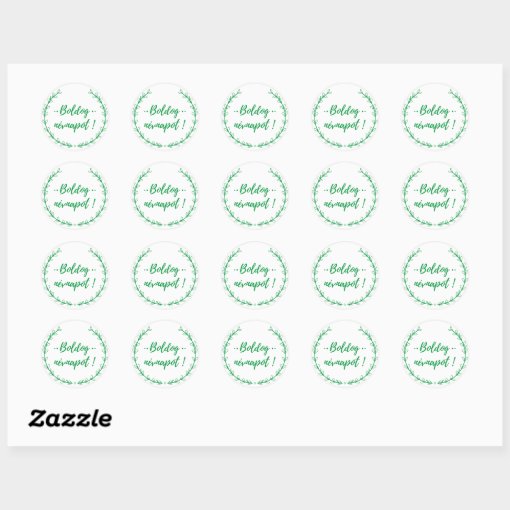 Hungarian Name Day wishes typography Classic Round Sticker | Zazzle