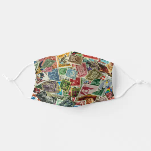 Hungarian Philately Stamps Mixture Adult Cloth Face Mask | Zazzle