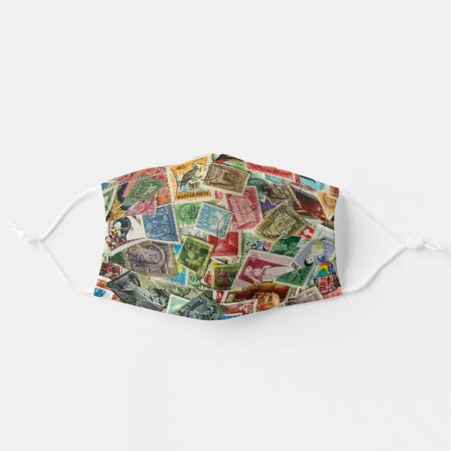 Hungarian Philately Stamps Mixture Adult Cloth Face Mask | Zazzle