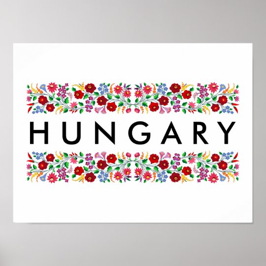 hungary country symbol name text folk motif tradit poster | Zazzle.com